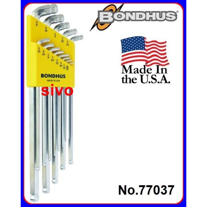 含稅 美國製 BONDHUS 77037 0.050"-3/8"英制 特殊白金短頭雙球頭六角扳手13支組 | 蝦皮購物