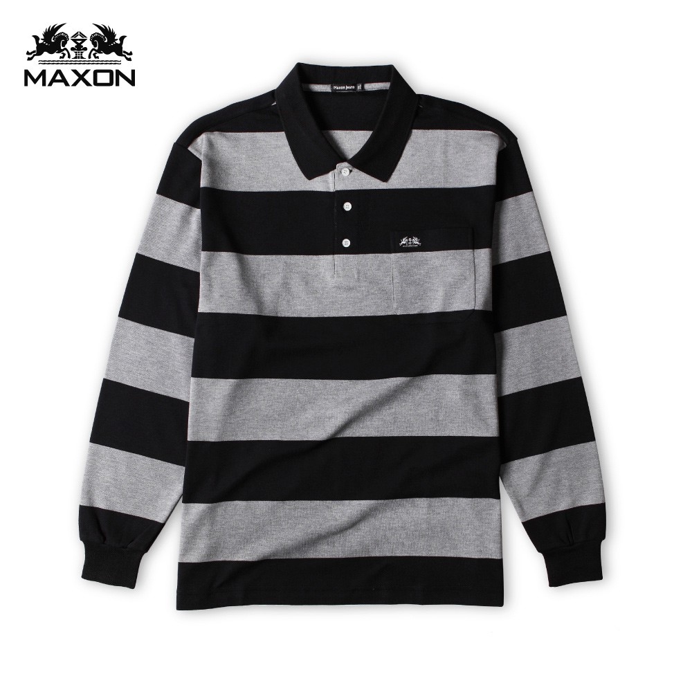 【MAXON】台灣製/大尺碼黑灰條紋棉柔POLO衫XL-4XL 加大尺碼 免運83787-88 特價 | 蝦皮購物