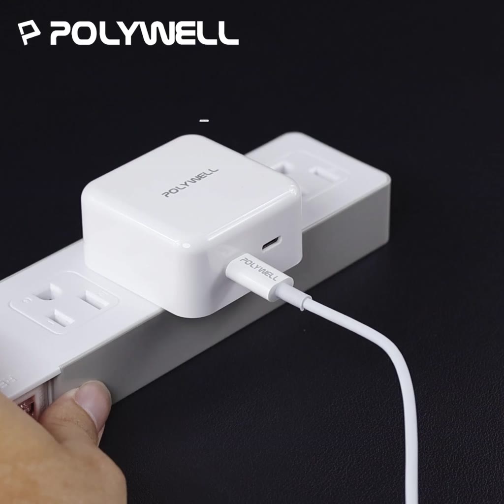 POLYWELL PD雙孔USB-C快充頭 35W Type-C充電器 GaN氮化鎵 BSMI認證 寶利威爾 台灣現貨 | 蝦皮購物
