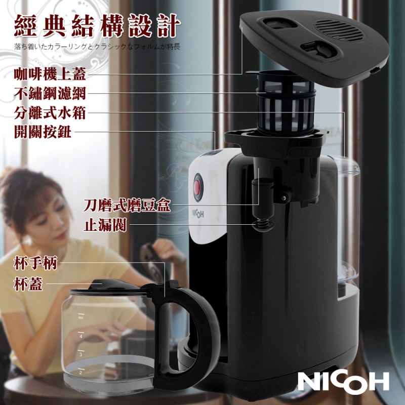 日本NICOH 五杯份自動研磨咖啡機 NK-500 | 蝦皮購物
