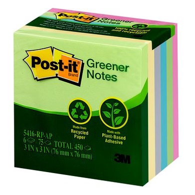 3M Post-it® 利貼 可再貼環保便條紙磚 5416-RP-AP | 蝦皮購物