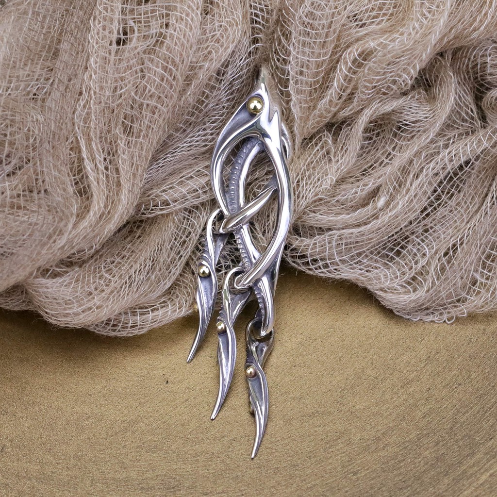 【Silver Monsters】日本匠級 曲線異形 Ability Normal 銀銅鑲嵌 曲線流蘇 墜飾 | 蝦皮購物