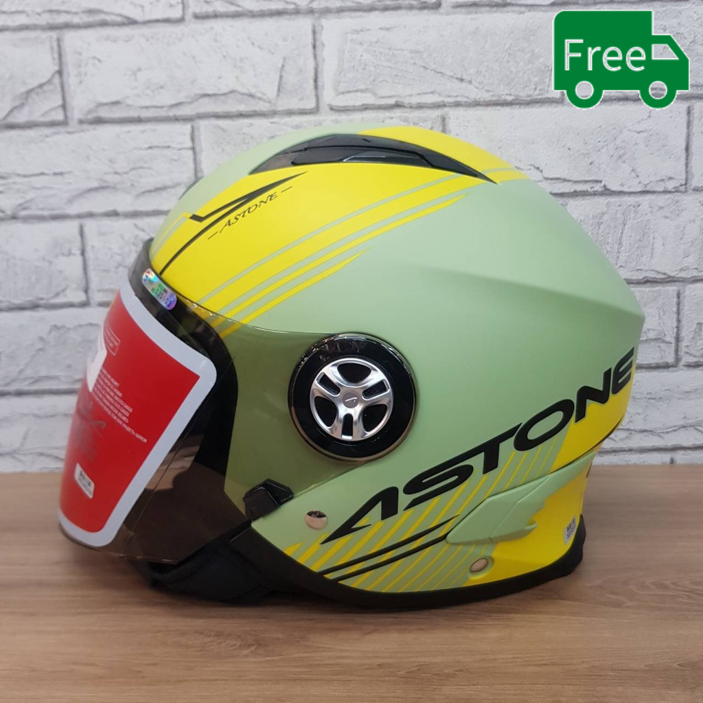 【台北新莊安全帽】🔥免運🔥 ASTONE MJS AS9 消光綠 半罩 輕量化 安全帽 內置墨片 | 蝦皮購物