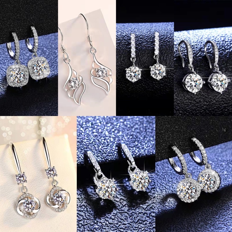 「精品莫桑鑽」S925 耳環 耳墜 進口GRA證書莫桑鑽 一證一腰碼秒過鑽筆50分 1克拉八心八箭 梅花切 十六心 王炸 | 蝦皮購物