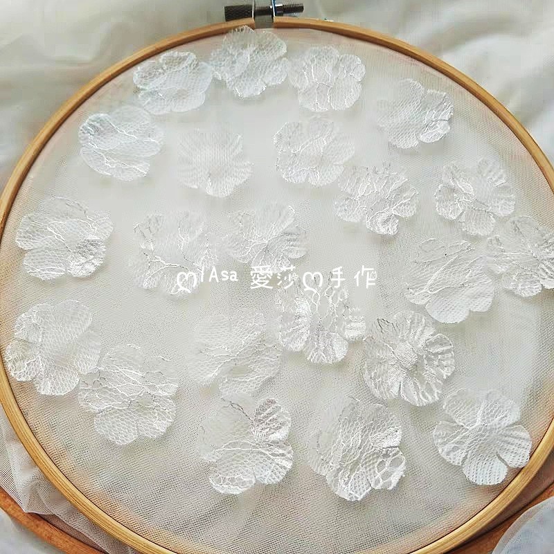 10片裝《iAsa愛莎の》手作材料 蕾絲花片花朵婚紗禮服頭紗頭飾芭比娃娃手工製作材料DIY配件 | 蝦皮購物