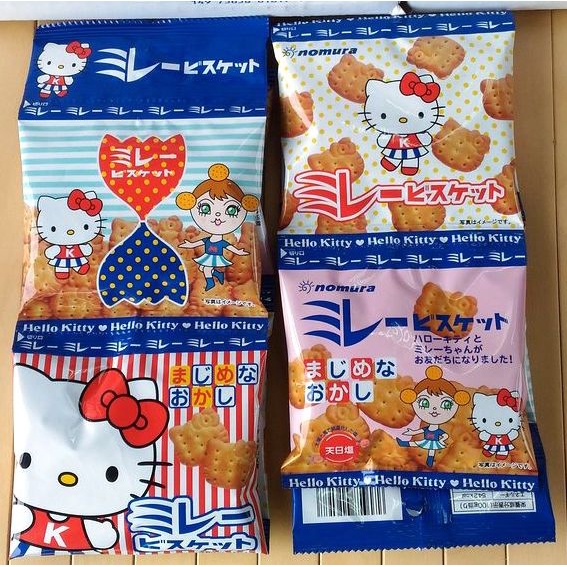 【最新貨】日本 野村美樂 美樂kt餅乾 美樂圓餅 美樂kitty版 美樂kt4連包 凱蒂貓 造型餅 4連包 串包 蝦皮購物