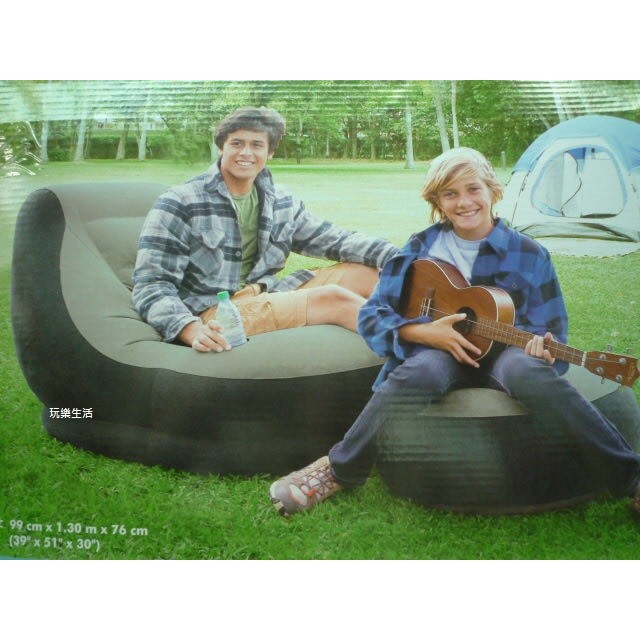 玩樂生活 美國INTEX 68564植絨充氣沙發+腳椅 居家或露營休閒沙發 豪華絨質沙發送收納袋(免費維修 瑕疵換新品) | 蝦皮購物