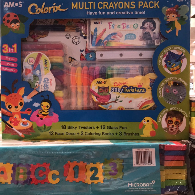 Amos multi crayons pack Amos 多用途蠟筆三件組含3筆刷2畫冊 | 蝦皮購物