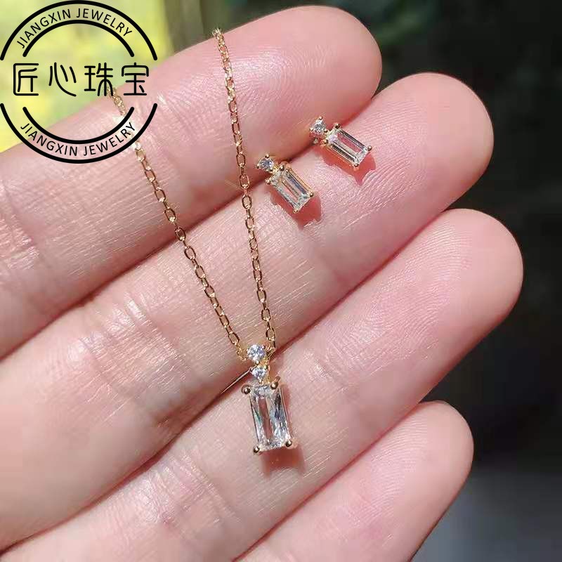 「匠心·純銀項鏈」S925銀鍍14K金項鏈 法式優雅小方鑽通體 基本日常款超閃鎖骨鏈頸鏈女XZM | 蝦皮購物