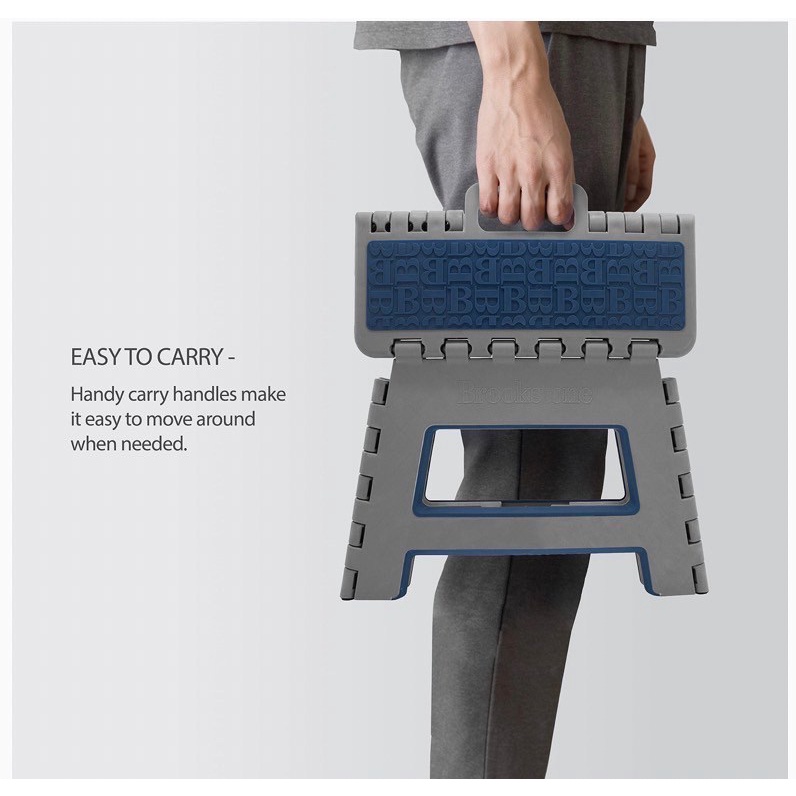 『法豆購』(含稅可刷卡)美國原裝進口 Brookstone品牌灰藍配色高檔折疊凳 | 蝦皮購物