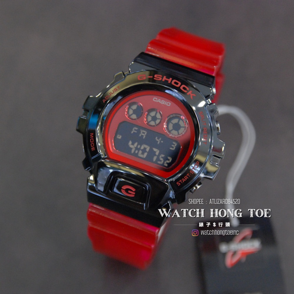 []錶子$行頭[] CASIO 卡西歐 G-SHOCK 25周年嘻哈金屬潮流數位運動腕錶-紅X黑(GM-6900B-4) | 蝦皮購物