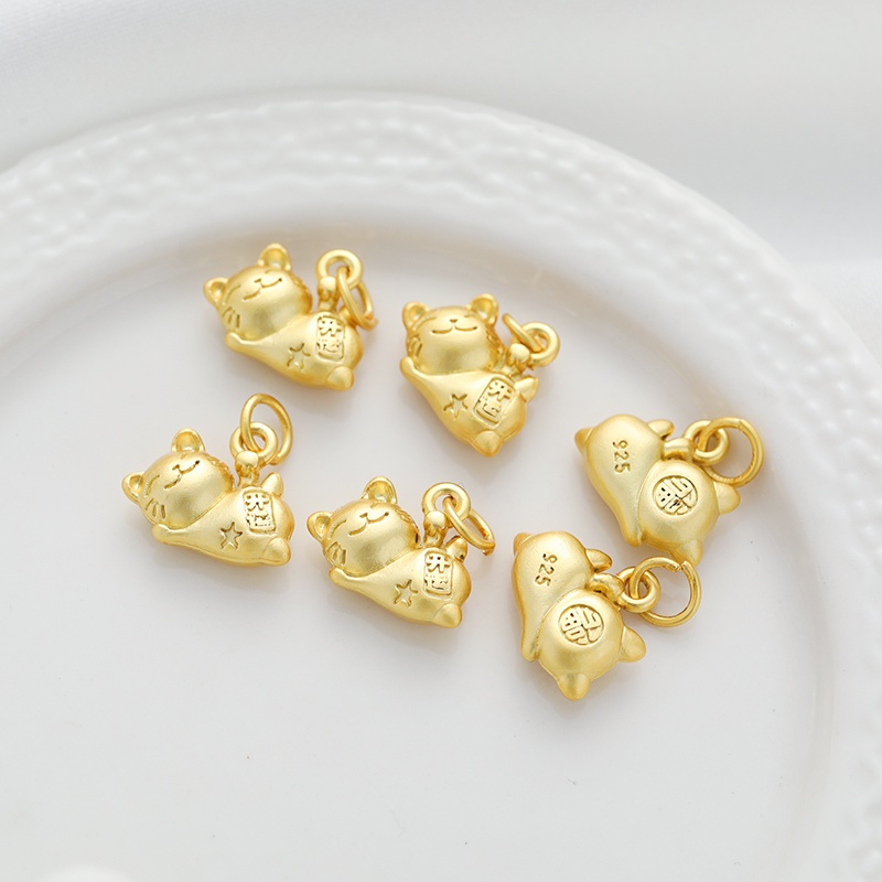 吊飾 吊墜 diy 14k 包金 18k 銅包金 保色 啞光金 卡通 貓咪 8*13mm 古法金 手鍊 飾品 配件 | 蝦皮購物