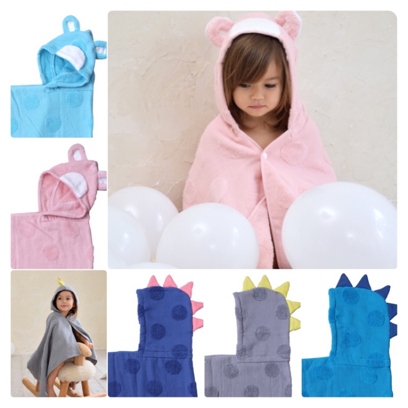 za’kafe -現貨+預購日本製 kontex SOF熊熊/恐龍系列無撚棉線帶帽浴巾 今治毛巾 連帽浴巾 披風式浴巾 | 蝦皮購物