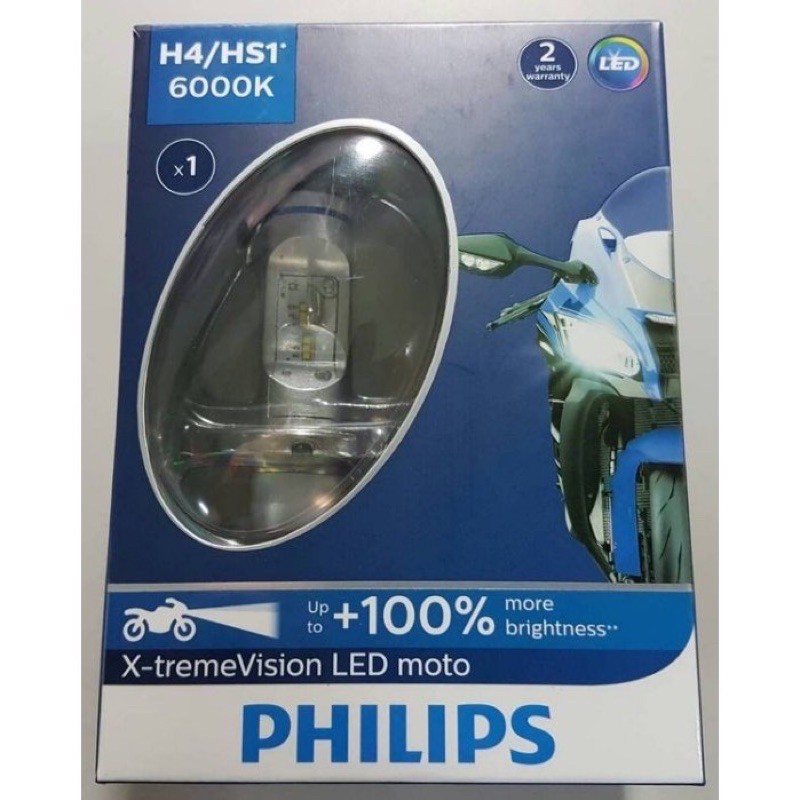 飛利浦 Philips X-TREME VISION LED MOTO H4/HS1 機車專用鐳神光頭燈一入裝(公司貨) | 蝦皮購物