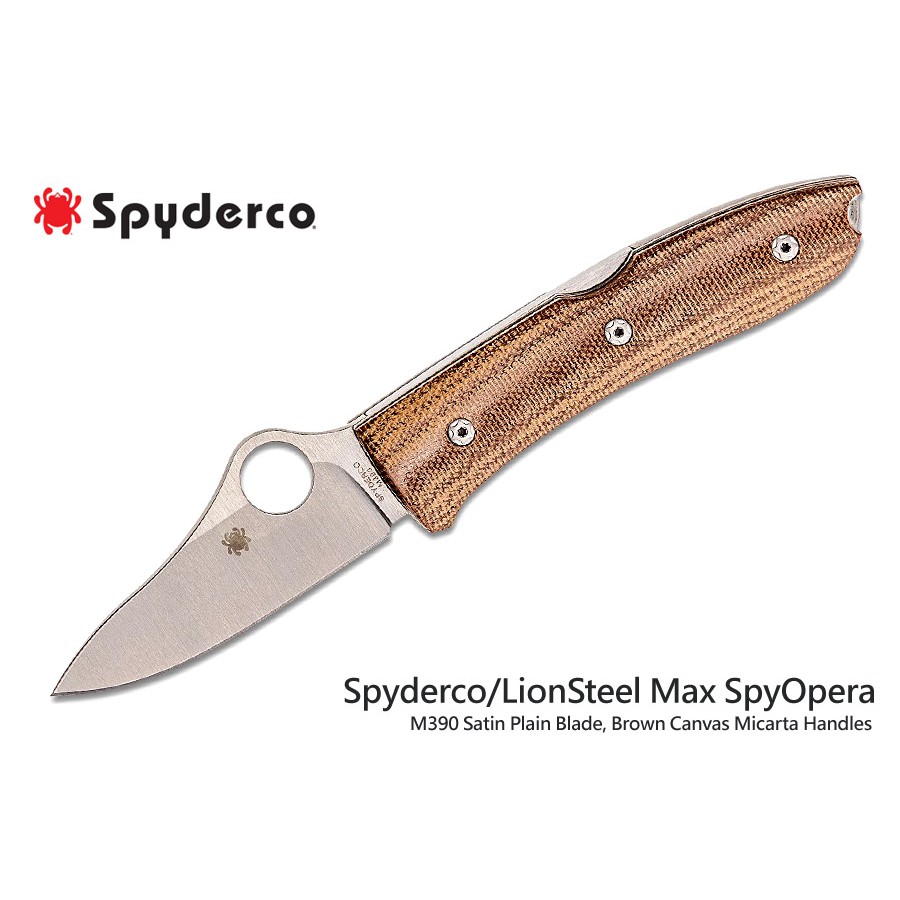 Spyderco / LionSteel Max SpyOpera棕色Micarta柄平刃折刀( M390鋼) | 蝦皮購物