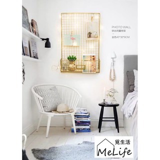 覓生活Zakka／INS風金色置物架／收納壁掛架／牆面裝飾架展示架／書報架雜誌架／照片展示裝飾／收納網格掛籃 | 蝦皮購物