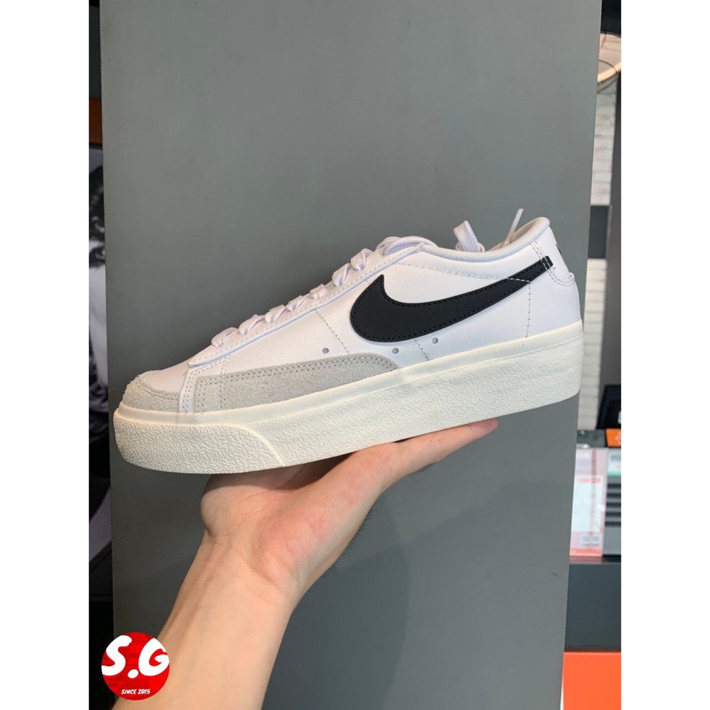 S.G NIKE W BLAZER LOW PLATFORM DJ0292-101 白黑 奶油底 厚底 增高鞋 女鞋 | 蝦皮購物
