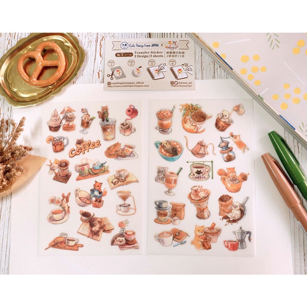 【Maruco小畫室】咖啡時光-轉印貼紙-日本CTFJ聯名款 | 蝦皮購物