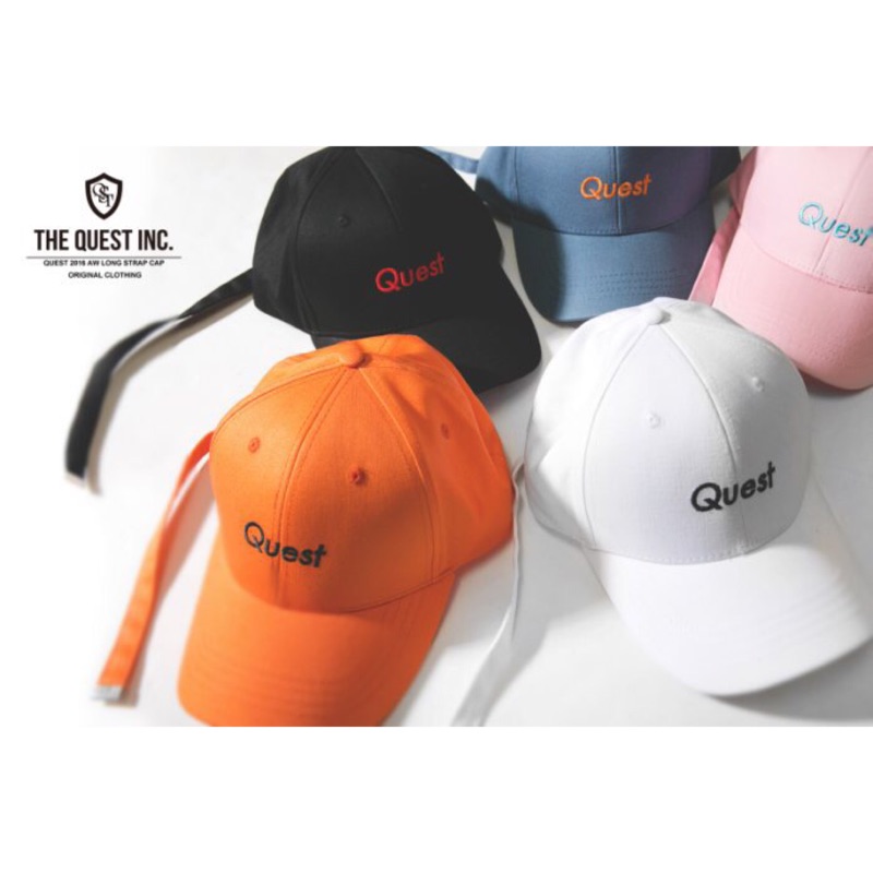 【QUEST】現貨 Quest Long Strap Cap 長綁帶 刺繡 彎帽 老帽 | 蝦皮購物