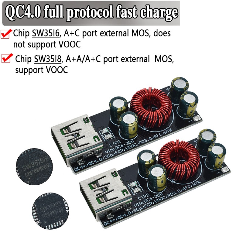 1pc SW3518 快速充電器適配器模塊 6-35V QC4.0 PD3.0 USB Type-C 手機板支持 VOO | 蝦皮購物