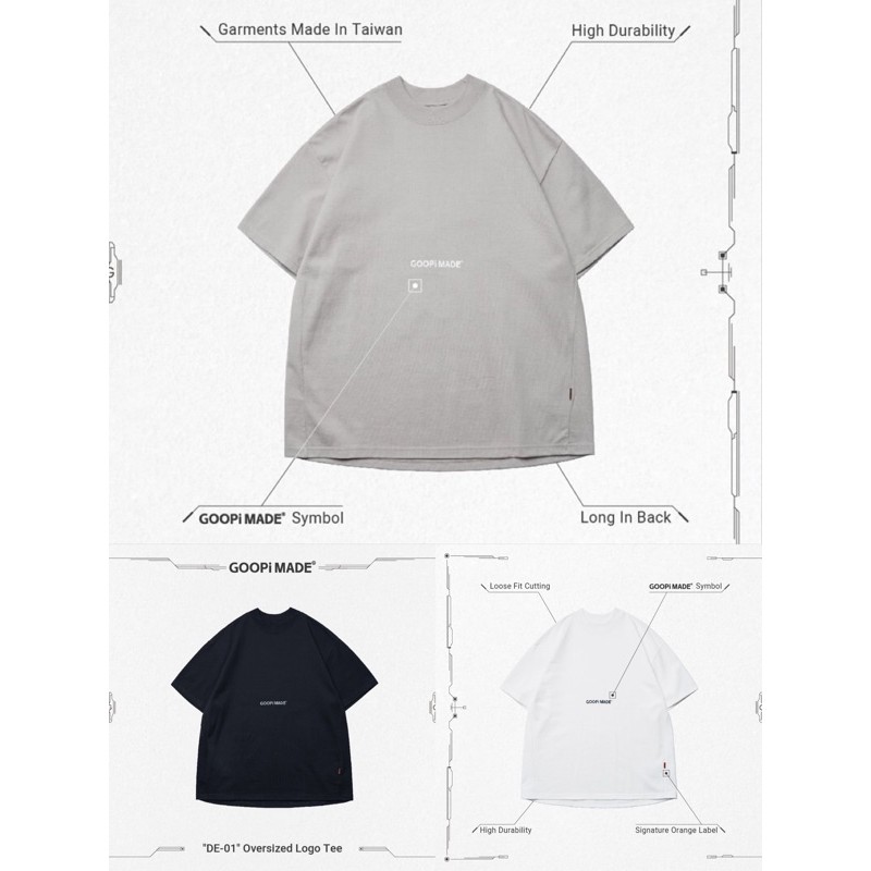 Goopi goopimade “DE-01” Oversized Logo Tee 灰2 藍2 白23 | 蝦皮購物