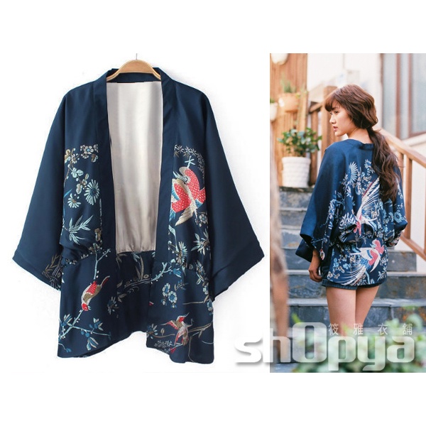 日本和風武士道日式和服上衣外套鳳凰印花和服蝙蝠袖寬鬆外掛羽織 筱雅衣舖【BA763】 | 蝦皮購物