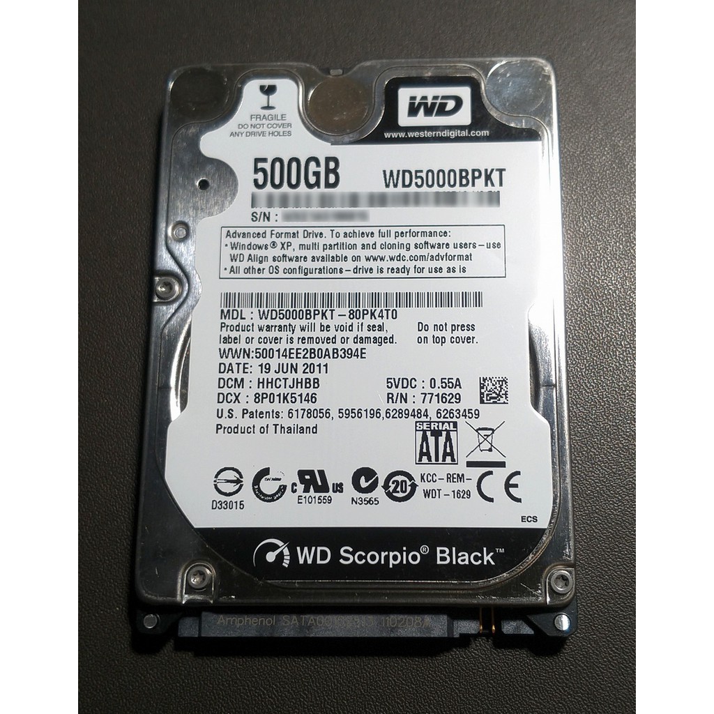 WD 威騰 2.5” 黑標 SATA2 500GB HD 2.5吋 WD5000BPKT 內接式 硬碟 | 蝦皮購物