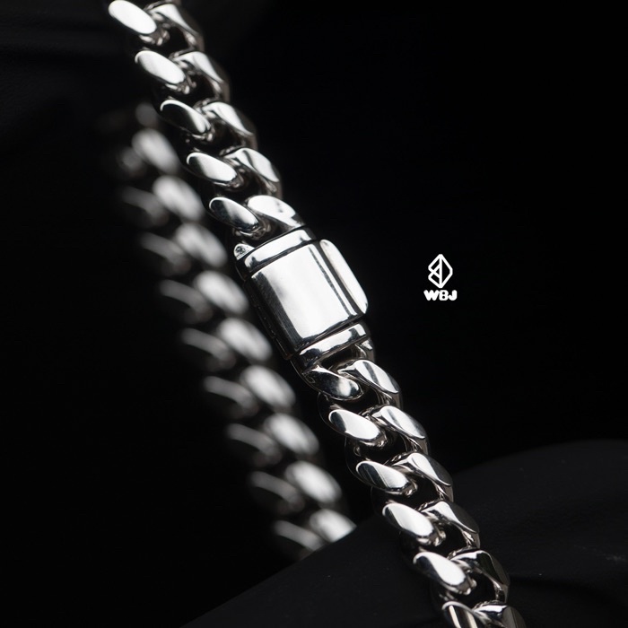Wbj訂製珠寶 7mm素銀古巴手鍊 925實心純銀 | 蝦皮購物