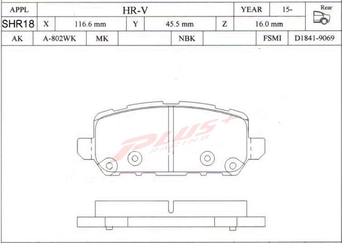 【PLUS+】HONDA HR-V 全車系 (後輪) 來令片 | 蝦皮購物