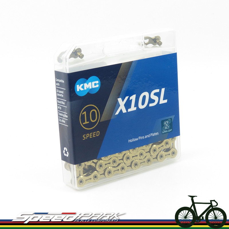 【速度公園】KMC X10SL 超輕中空裸空 10速 【鈦金色】 116目 新包裝 盒裝 公路車 登山車 | 蝦皮購物