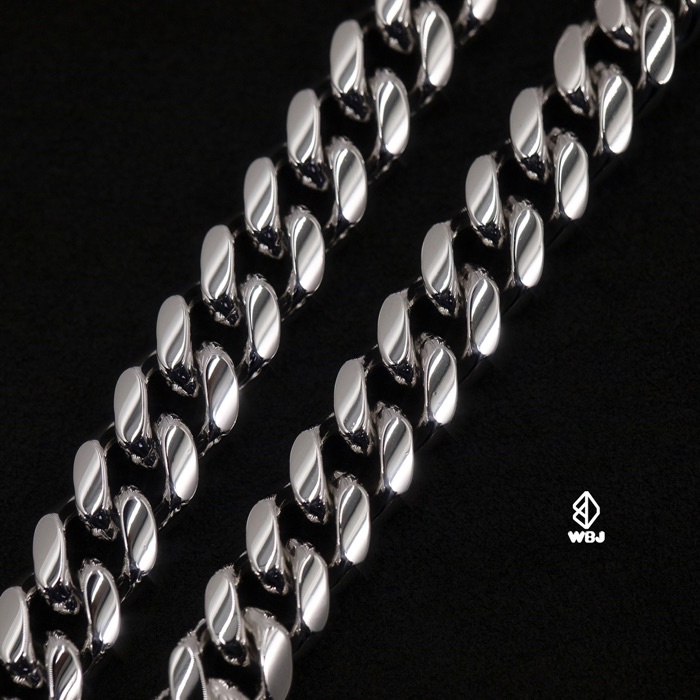 Wbj訂製珠寶 7mm素銀古巴手鍊 925實心純銀 | 蝦皮購物