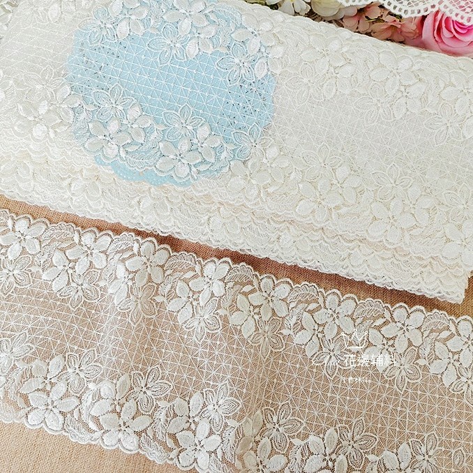 《iAsa愛莎の》手作材料 寬15~16cm雙邊花朵本白色網紗刺繡花邊diy洛麗塔婚紗服裝家居裝飾 | 蝦皮購物