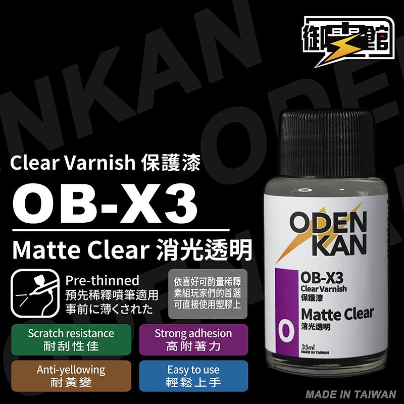 【喵喵模型坊】ODENKAN 御電館 OB系列 硝基漆 硝光添加劑 OB-X3 消光透明漆 保護漆 35ml | 蝦皮購物