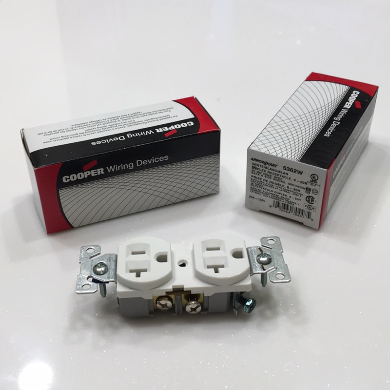 美國 COOPER 埋入式附接地雙插電源座 電源插座 商用級插座 5362W-白色 | 蝦皮購物