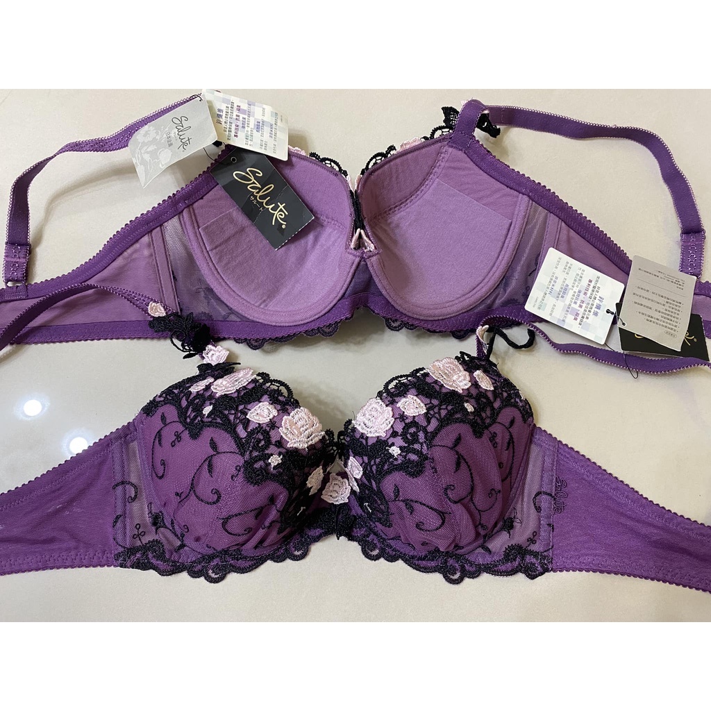 華歌爾 莎露 Salute 刺繡蕾絲 精緻內衣 C70 E70 專櫃進口內衣 紫色 零碼 玫瑰花 | 蝦皮購物
