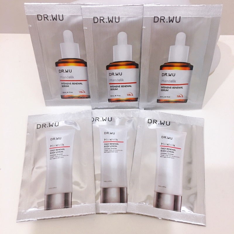 全新 體驗包 DR.WU 杏仁酸亮白煥膚精華18% 2ml/ 煥膚亮白身體乳2ml | 蝦皮購物