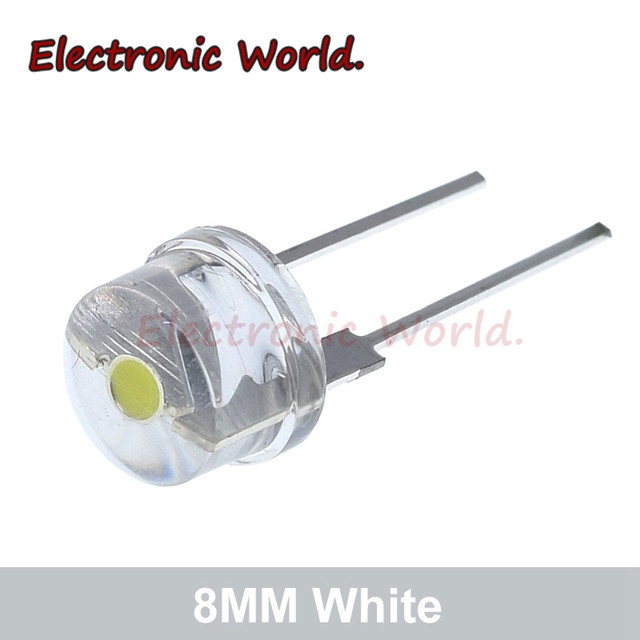 10個 直插8MM草帽LED白紅藍翠綠燈0.5W發光二極管LED F8燈珠DIP | 蝦皮購物