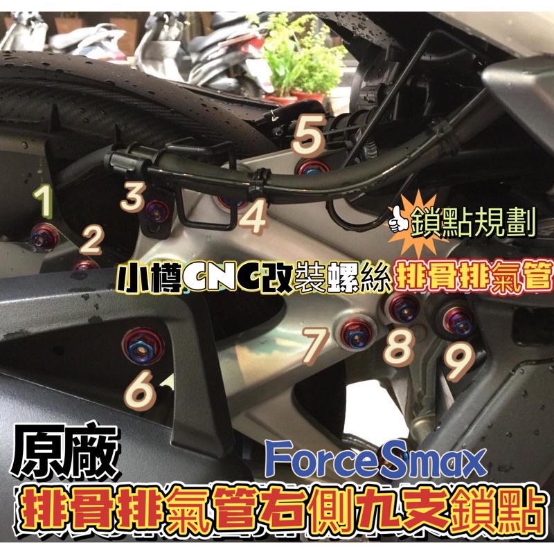 小樽CNC工藝技術本位 Smax abs Force155 排氣管排氣管側 9支鈦螺絲含墊片 KRV JER SR | 蝦皮購物