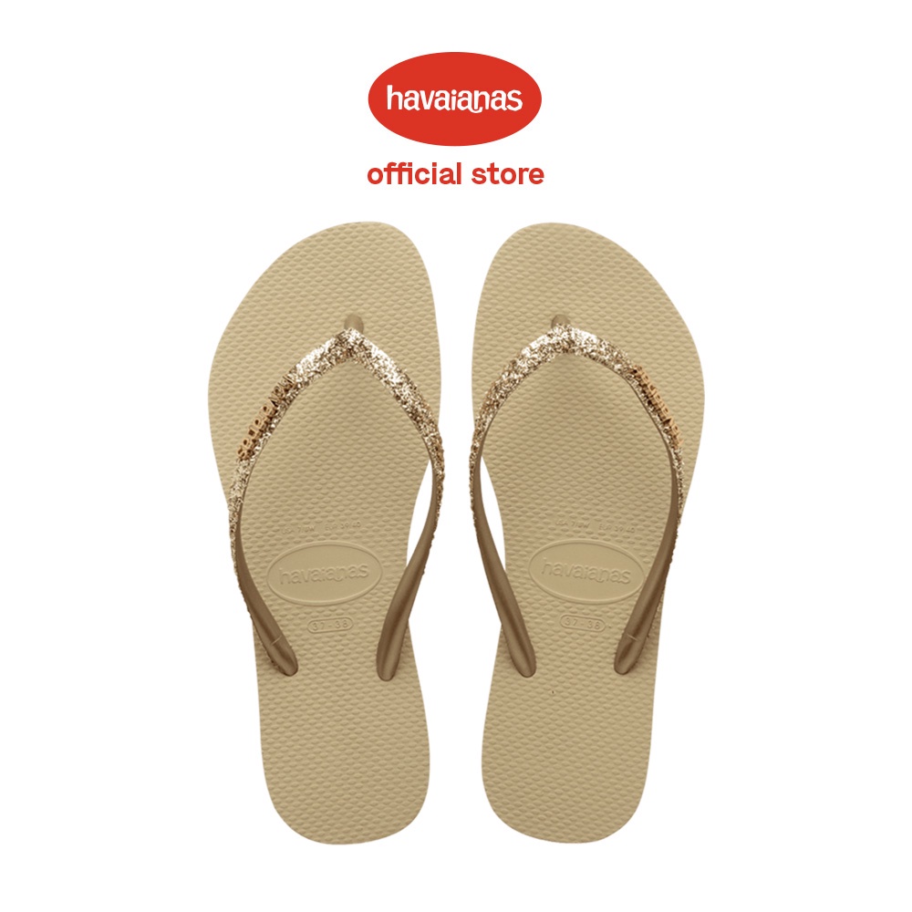Havaianas哈瓦仕 拖鞋 夾腳拖 閃亮 沙灰色 Slim Glitter II 4146975-0154W | 蝦皮購物