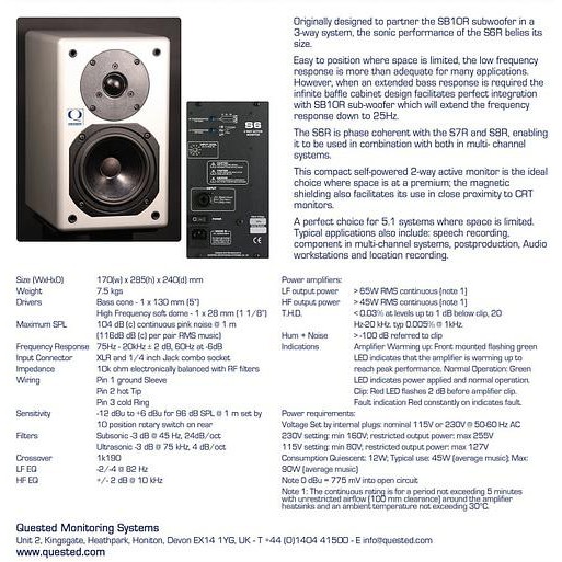 Quested S6R 錄音棚兩分頻5寸音箱/ 一對 含運 | 蝦皮購物