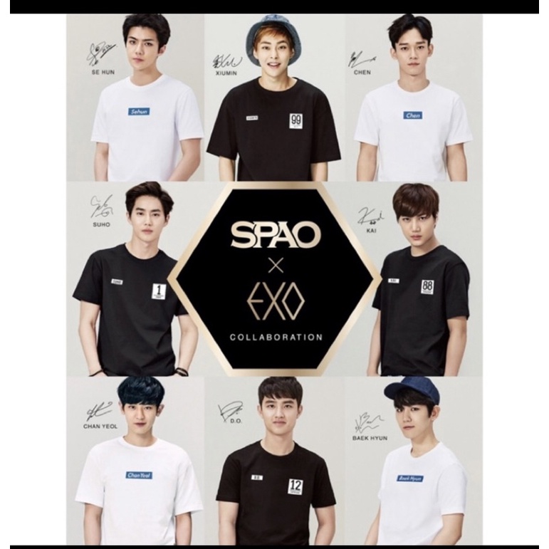 spao x EXO聯名黑白T(兩件都是伯賢） | 蝦皮購物