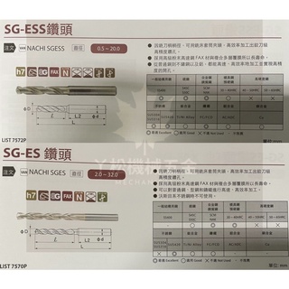 【ㄚ松五金】快速出貨‼ 粉末鑽頭 日本鑽尾 SG鑽頭 Nachi 7572P 7570P 2.0~3.9mm 銑刀柄鑽頭 | 蝦皮購物