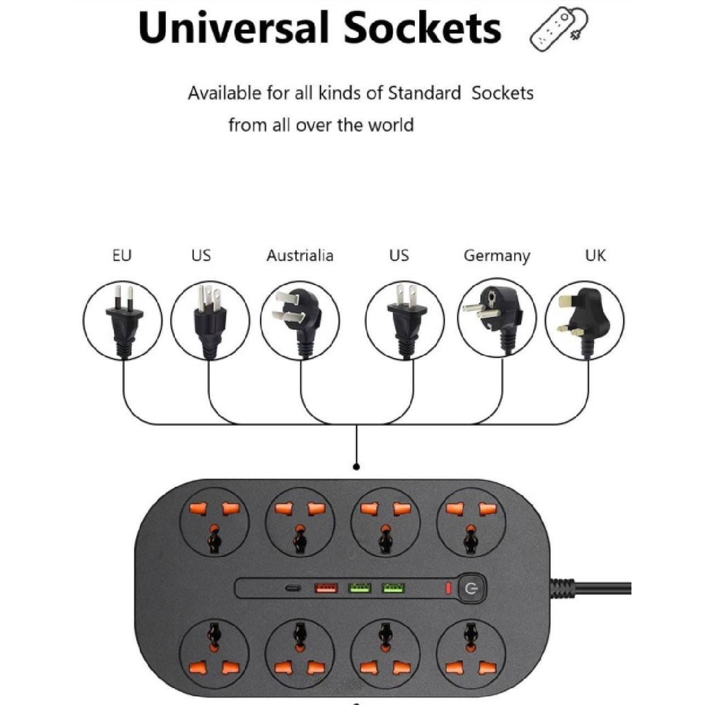 MULTI HOLE EXTENSION SOCKET WITH FAST CHARGING USB SOCKET | 蝦皮購物