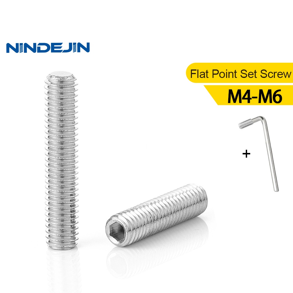 Nindejin M4 M5 M6 內六角緊定螺釘 20/55Pcs 平頭內六角平頭螺釘不銹鋼無頭緊定螺釘 | 蝦皮購物