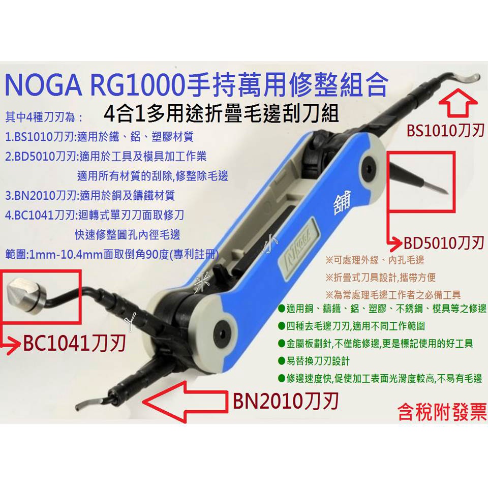 NOGA RG1000 手持萬用修整組合刀具 以色列製4合1多用途折疊毛邊刮刀組 銅管刮刀 圓錐式毛邊刀 四合一刮刀組 | 蝦皮購物