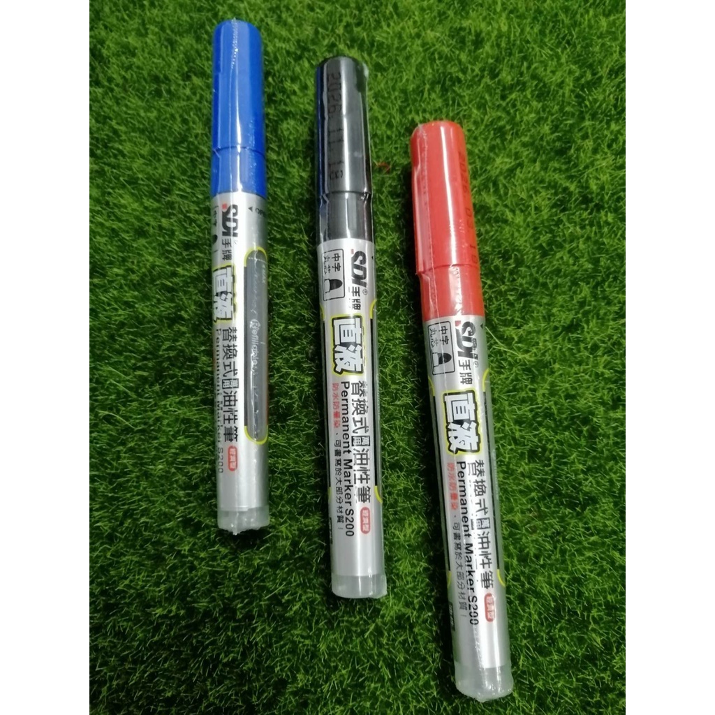 SDI 手牌 直液 替換式 油性筆 S200 紅/藍/黑 萬用 經濟型 中字 防水防暈染 可書寫於大部分材質 E-1 | 蝦皮購物