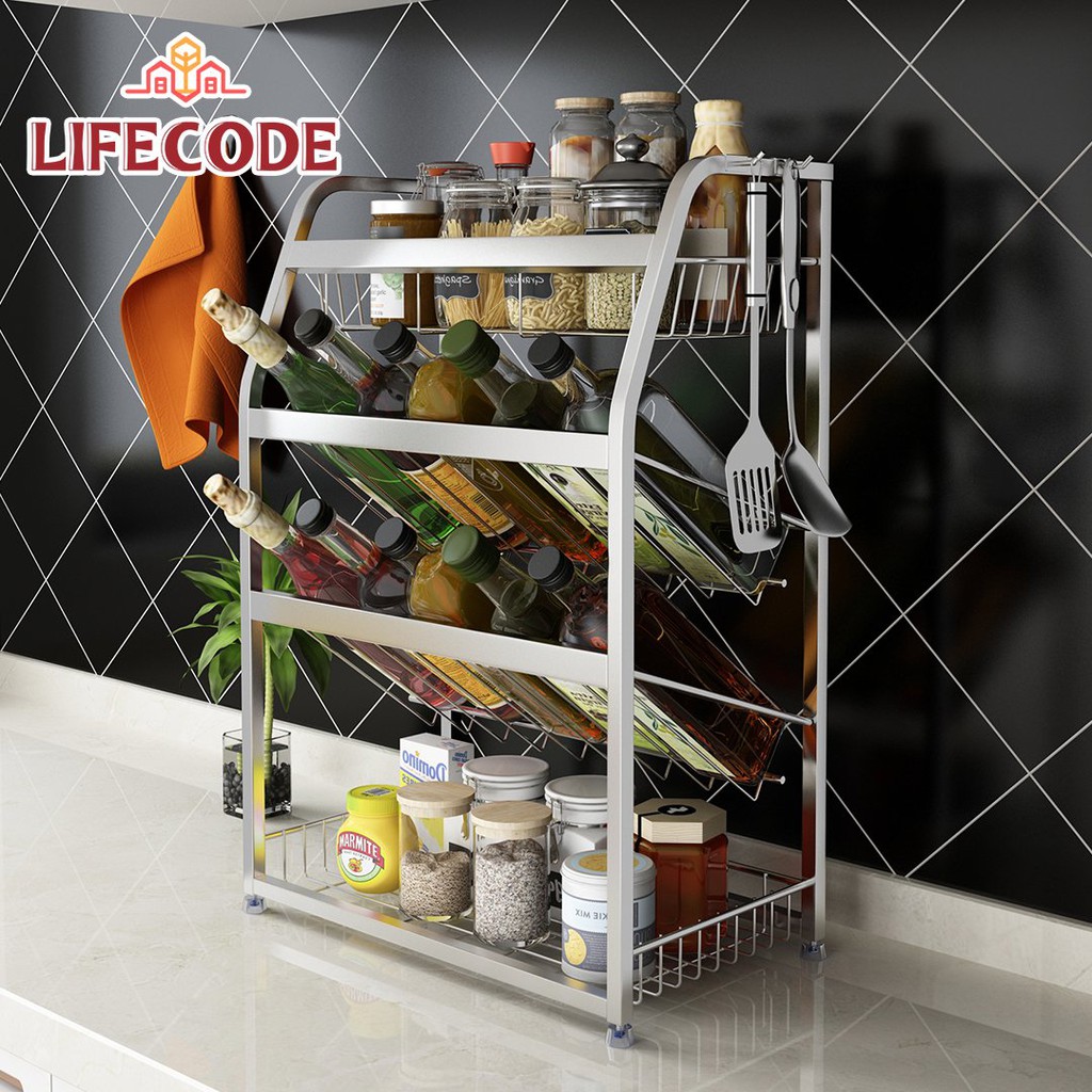 LIFECODE《收納王》304不鏽鋼-三層/四層置物架/調料架-寬45cm 14060300/380 | 蝦皮購物