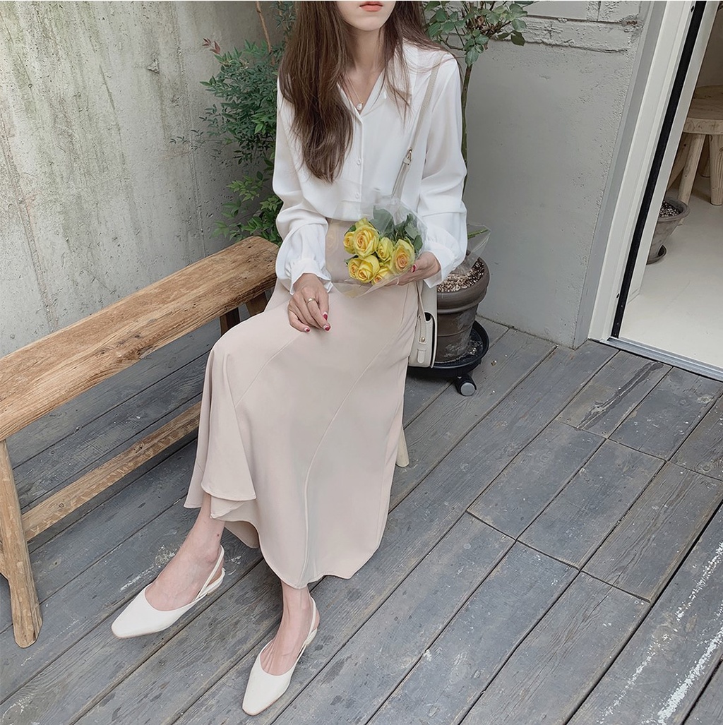 Waroom|斷貨售完不補 四季可穿高質感西裝領防皺襯衫|女裝|正式|OL|雪紡襯衫|溫柔風|長袖襯衫|素面 5505 | 蝦皮購物