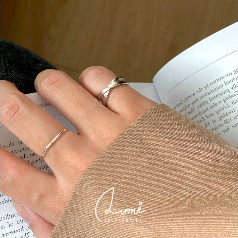 [ALUMI] 交叉尾戒｜S925純銀 光面交叉 尾戒 開口戒 戒指 飾品 銀戒 純銀戒指 | 蝦皮購物