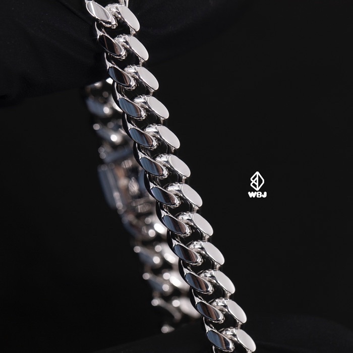 Wbj訂製珠寶 7mm素銀古巴手鍊 925實心純銀 | 蝦皮購物